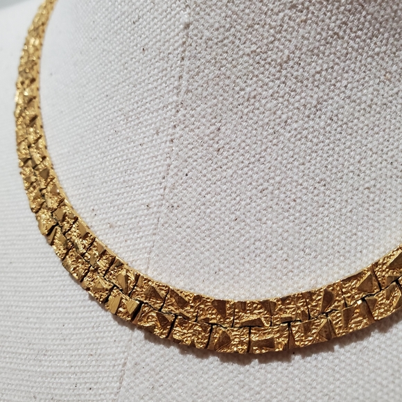 Vintage | Jewelry | Vintage Gold Tone Flat Nugget Chain Necklace ...